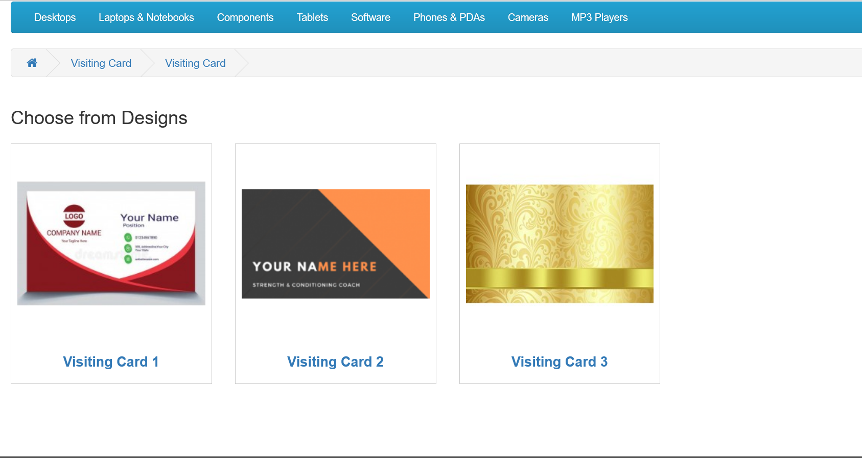 Create visiting Cards with OpenCart Web to Print Extension